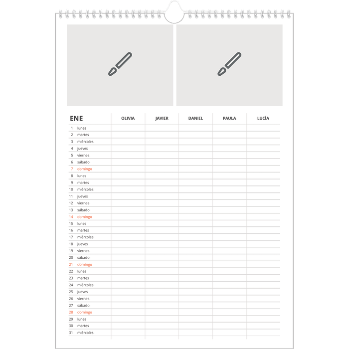 Calendario A3 Vertical de Pared Personalizado con tus Fotos